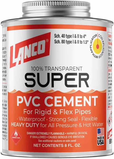 Lanco PVC Pipe Adhesive Clear Finish, 8 ounce - Walmart.com