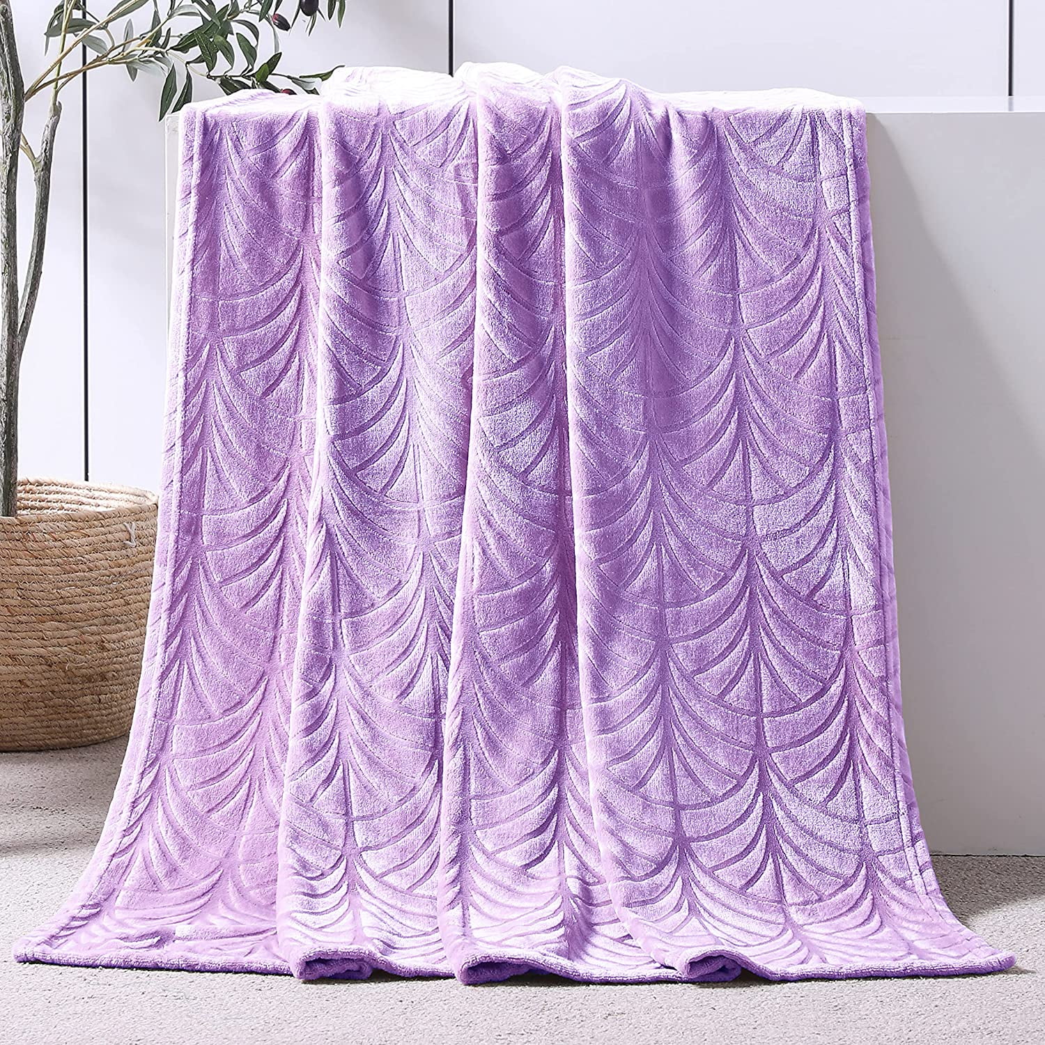 Flannel Throw Blanket for Couch, Soft Plush Fleece Throw Blanket with ...