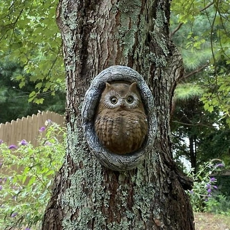 Owl Tree Hugger Garden Peeker Yard Art Outdoor Whimsical Tree Sculpture ...