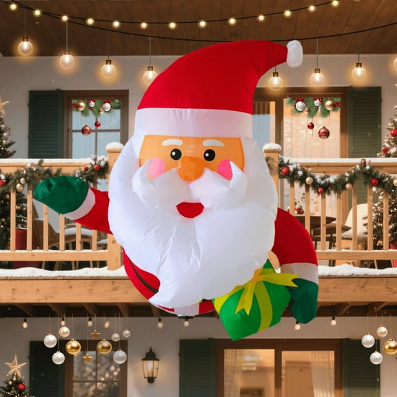 Celebrations 8 ft Santa Inflatable, Christmas Yard Decoration, UL ...