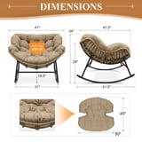 RADIATA Oversized Outdoor Papasan Rocking Chair, Heavy Duty Wicker ...