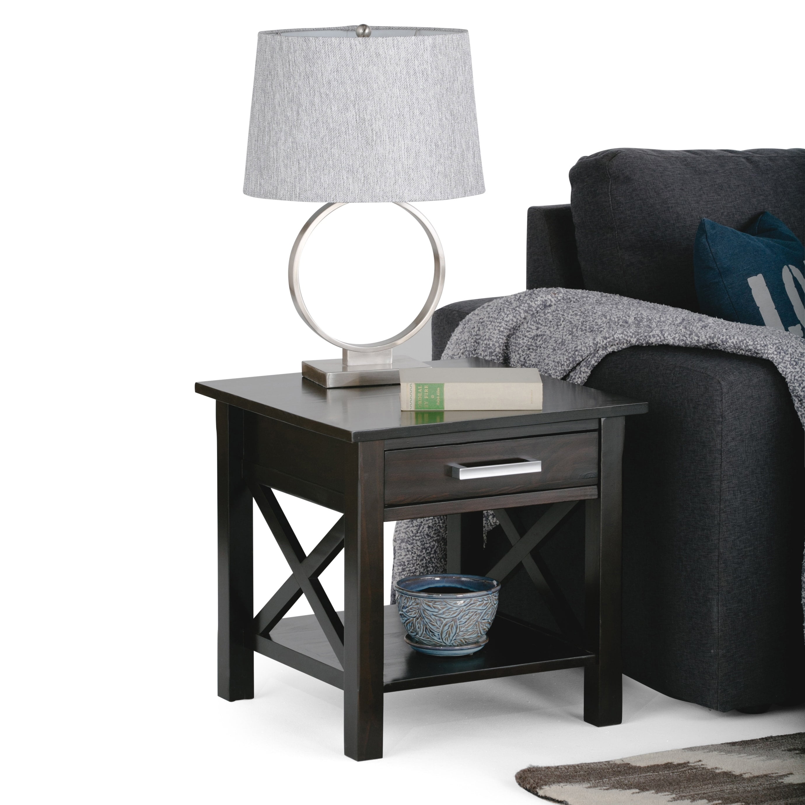 WyndenHall Waterloo SOLID WOOD 21 inch Wide Square Contemporary End ...