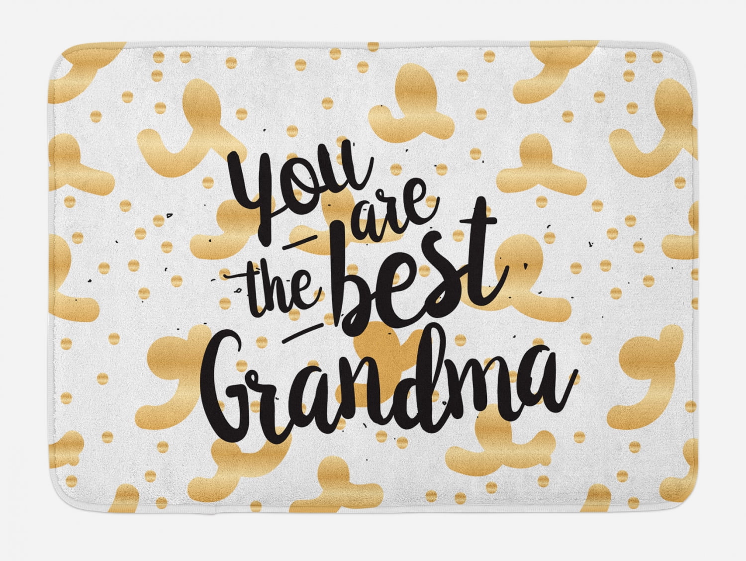 Grandma Bath Mat, Monochrome Quote with Beige Dots and Swirls ...