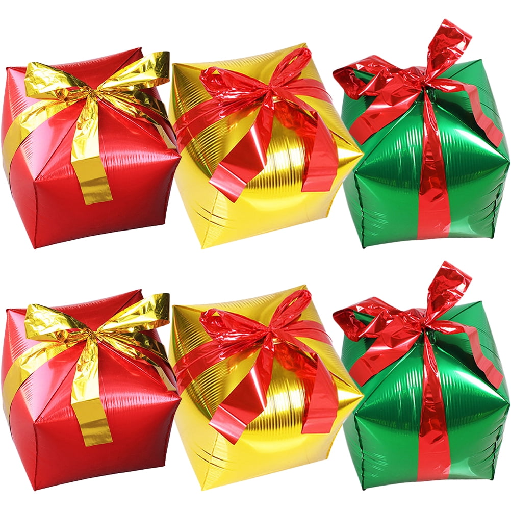 6pcs globos de lámina de forma cuadrada presente Box Blowon Navidad Año ...