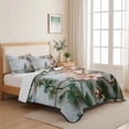 90x96in Quilt Bedding Set, Idyllic Flowers on Teal Wooden Lightweight ...
