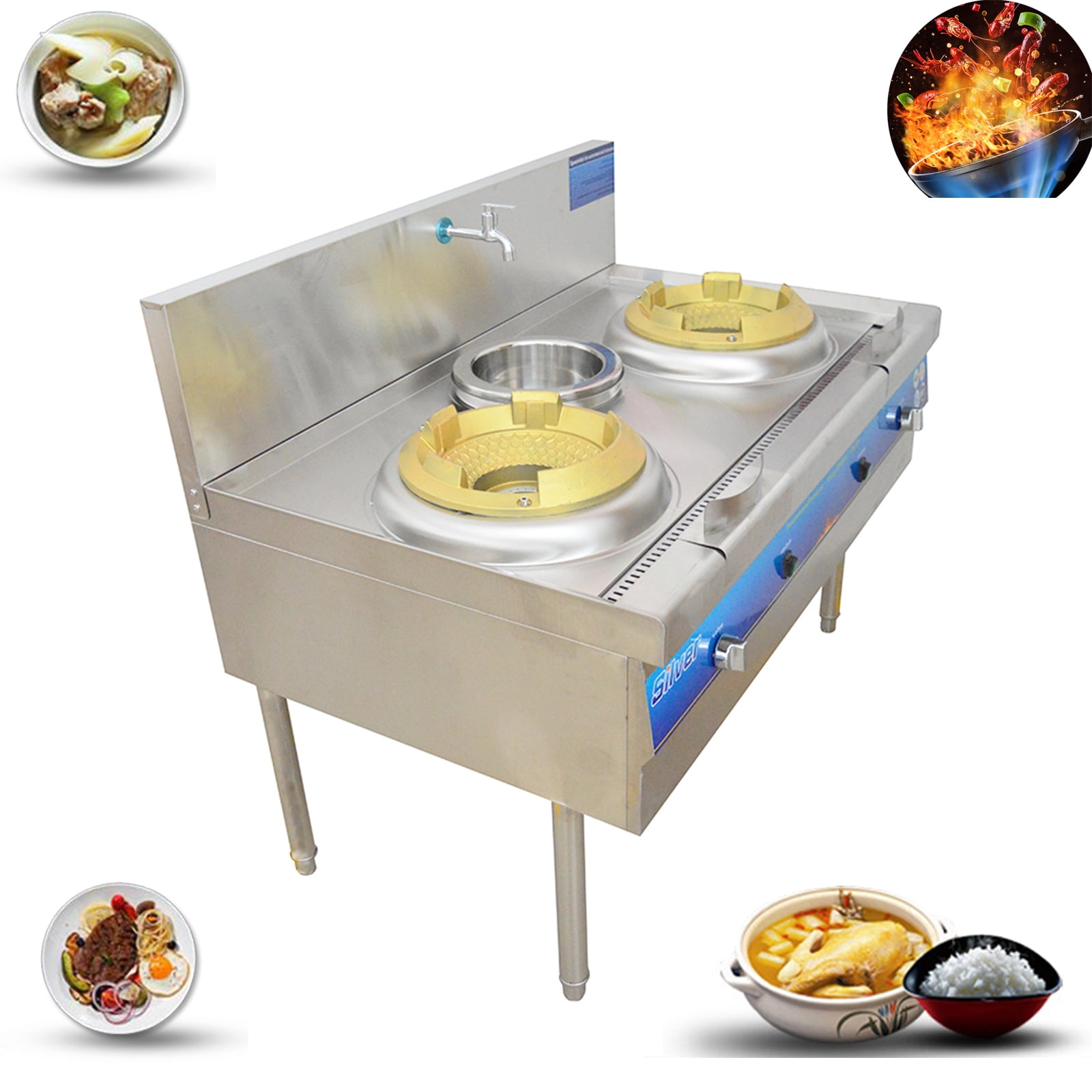 INTBUYING Double Burners Gas LPG Fierce Fire Stove Vertical Cooking ...