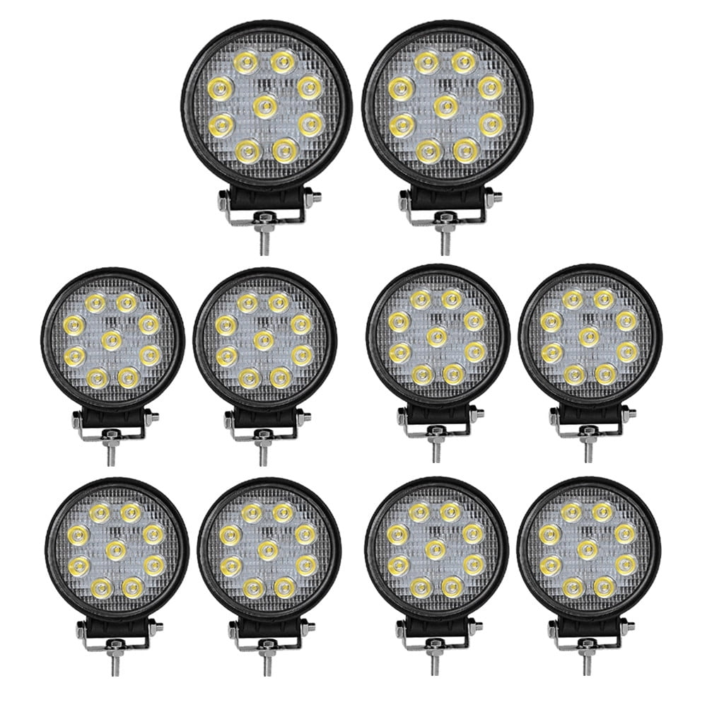 LABLT 10x 4inch 27W 12V Round LED Work Lights Pod SPOT Beam Offroad Fog ...