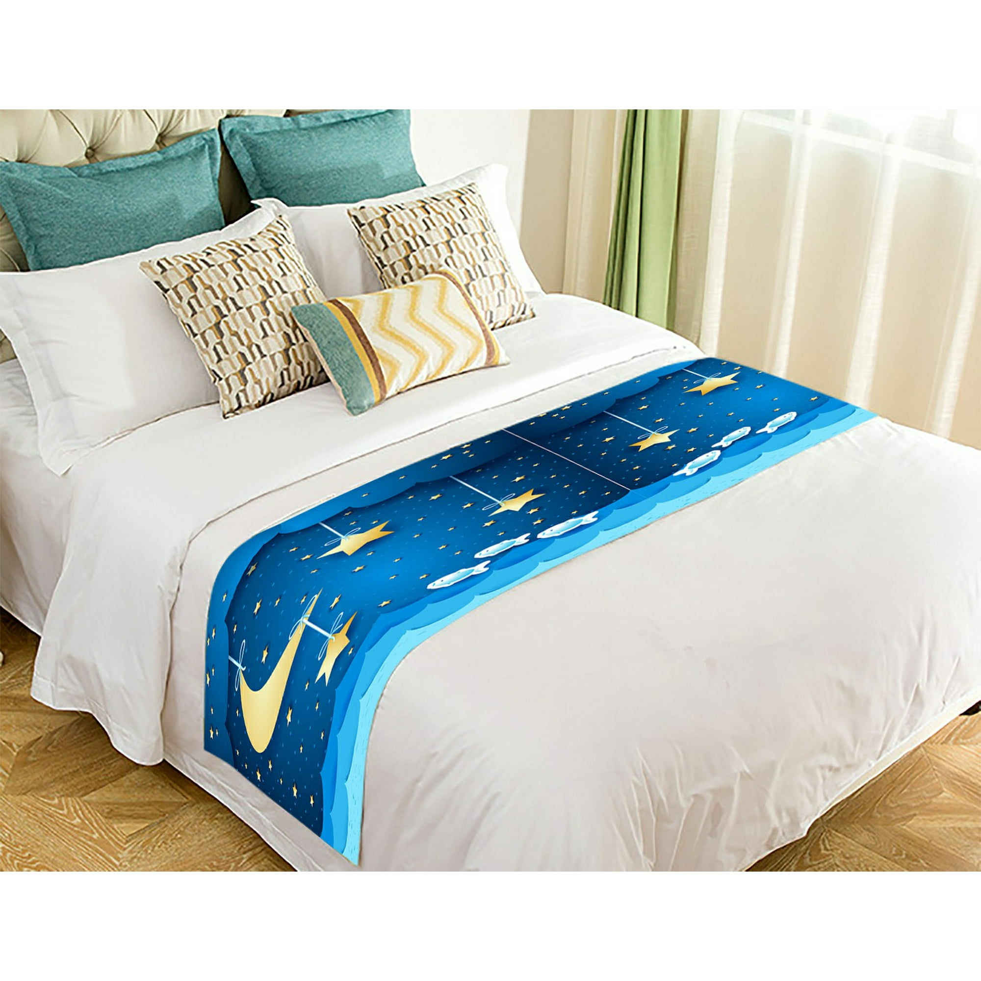Click here for Erehome Surreal Seascape Moon Stars Bed Runner Bed... prices