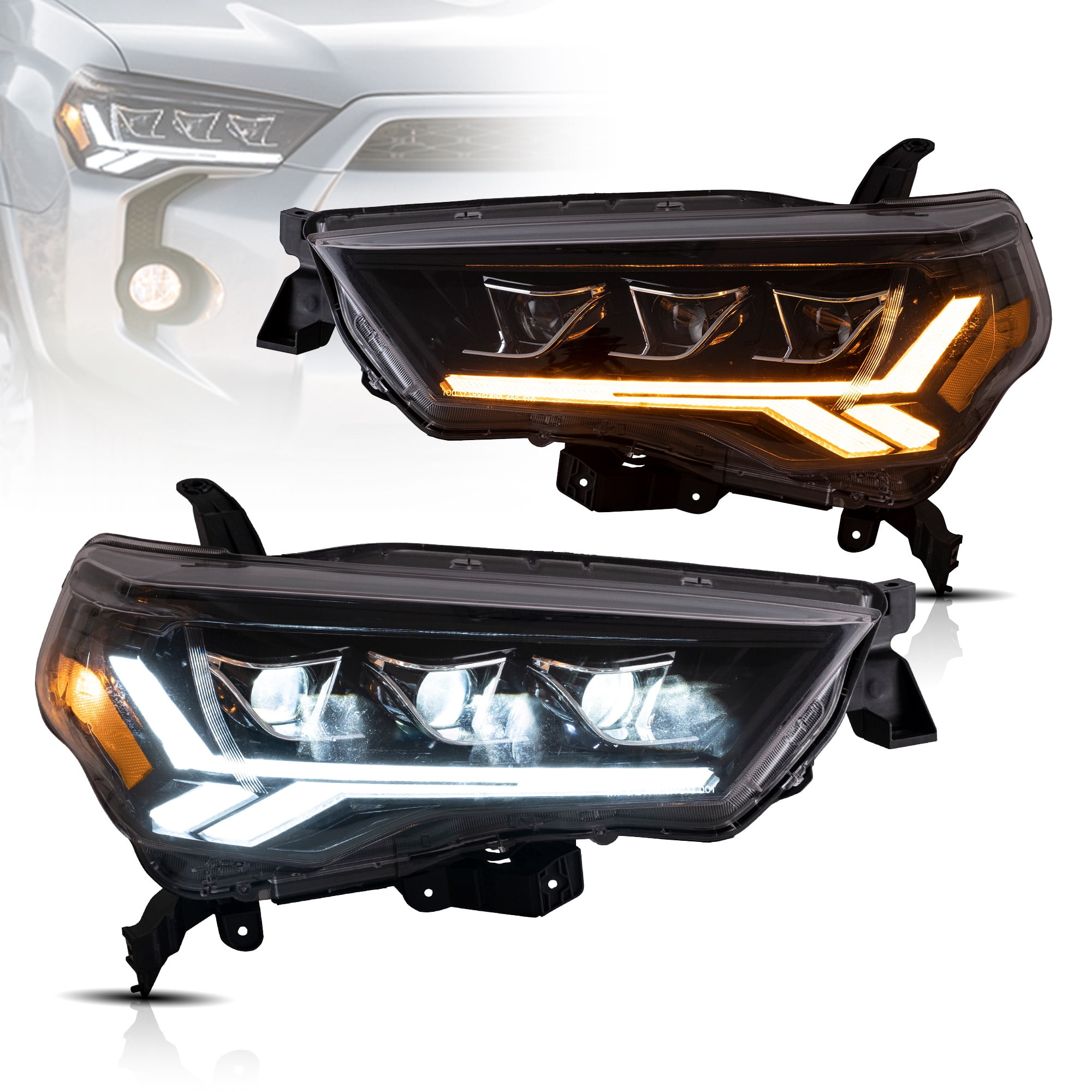 VLAND LED Projector Headlights For 2014-2020 Toyota 4Runner Amber ...