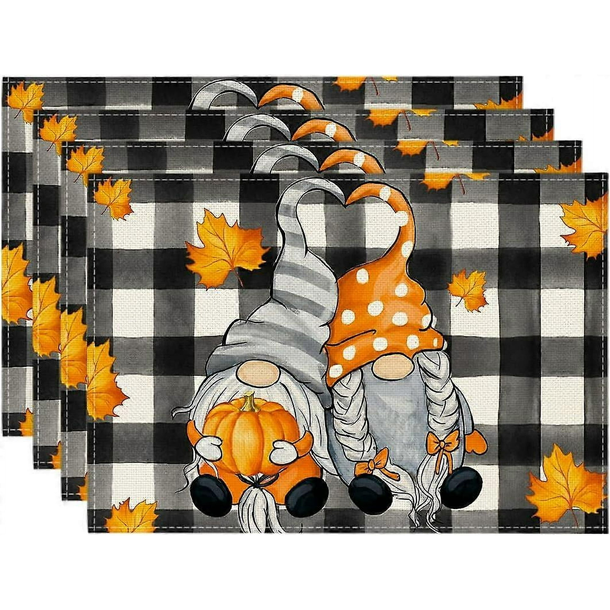 Click here for Yanna Plaid Gnome Fall Placemats Set Of 4  12x18 I... prices
