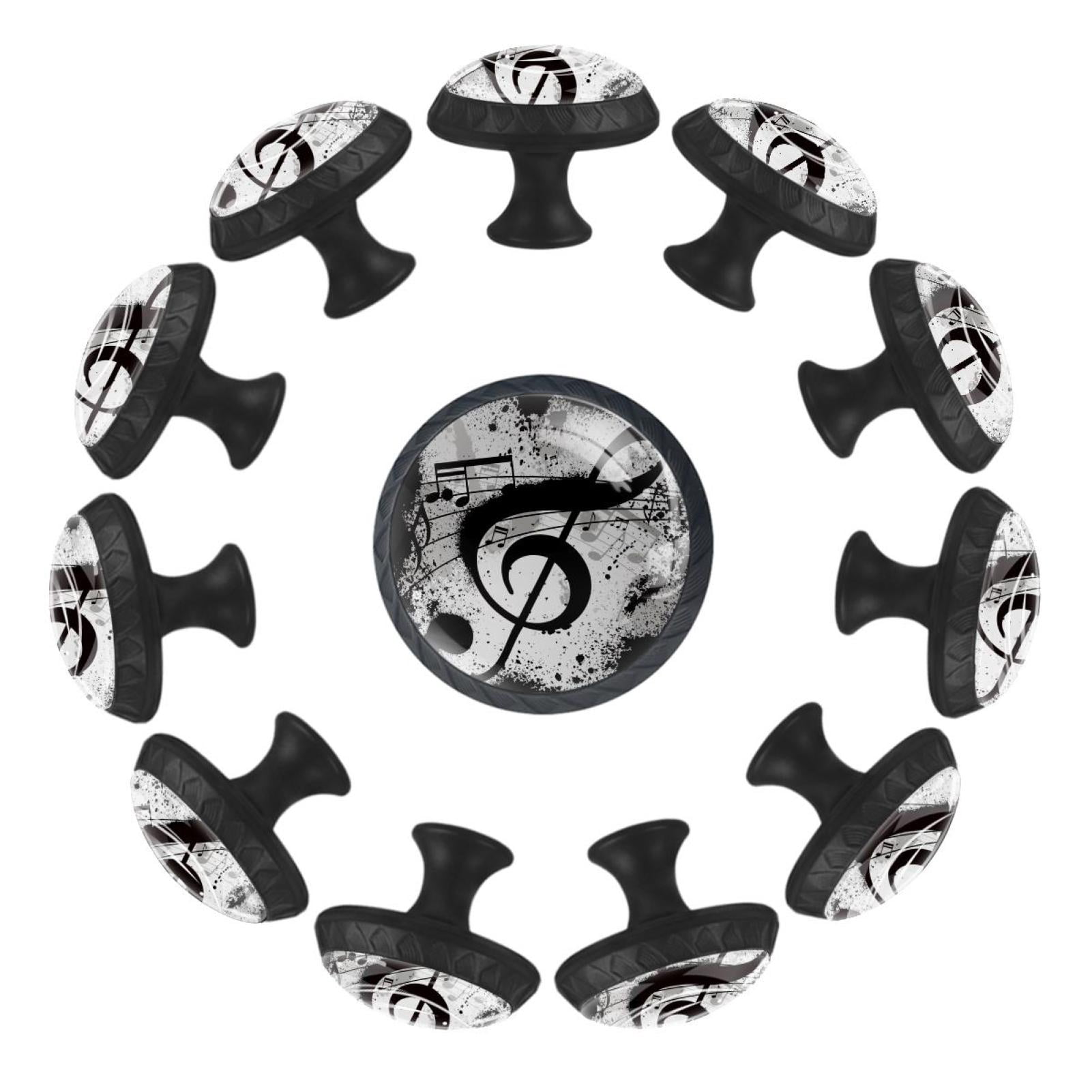 12 Pack Round Crystal Glass Knobs Musical Notes Pull Handle for Kitchen ...
