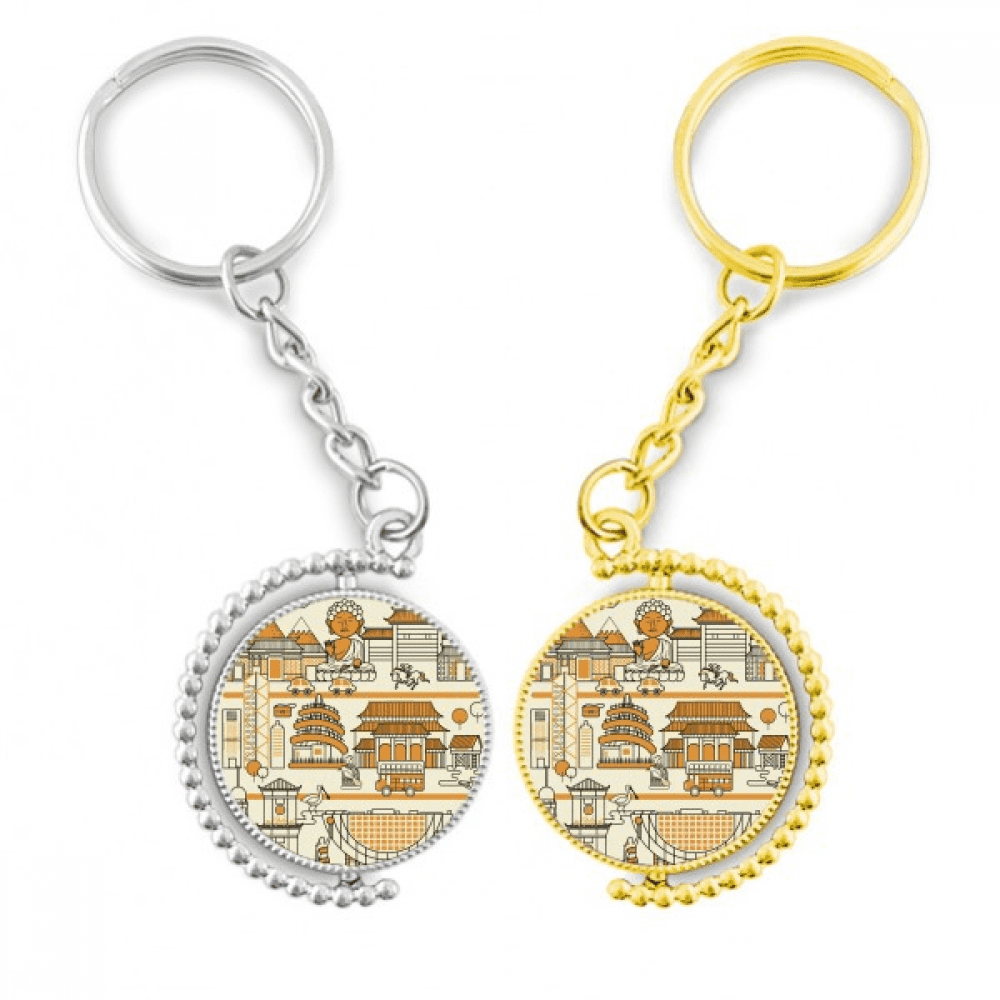 Hong Kong Local Style Visiting China Rotating Rotating Key Chain Ring ...