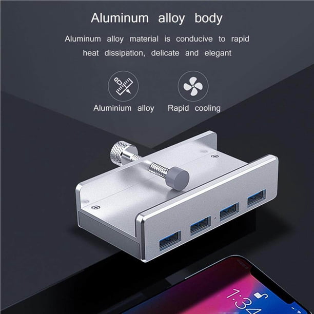 Adapter Hub Multi USB Splitter USB Hub Aluminum 4 Ports USB 3.0 ...