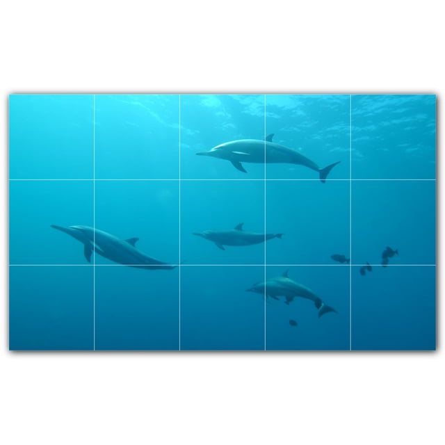 Picture-Tiles.com: Dolphin Ceramic Tile Wall Mural WAL500532-53XL. 60"W ...