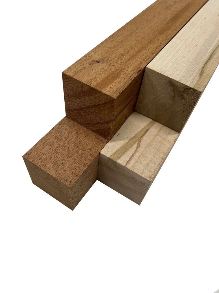 Turning Blanks Combo 2" x 2" (4 Piece ) - African Mahogany, Ambrosia ...