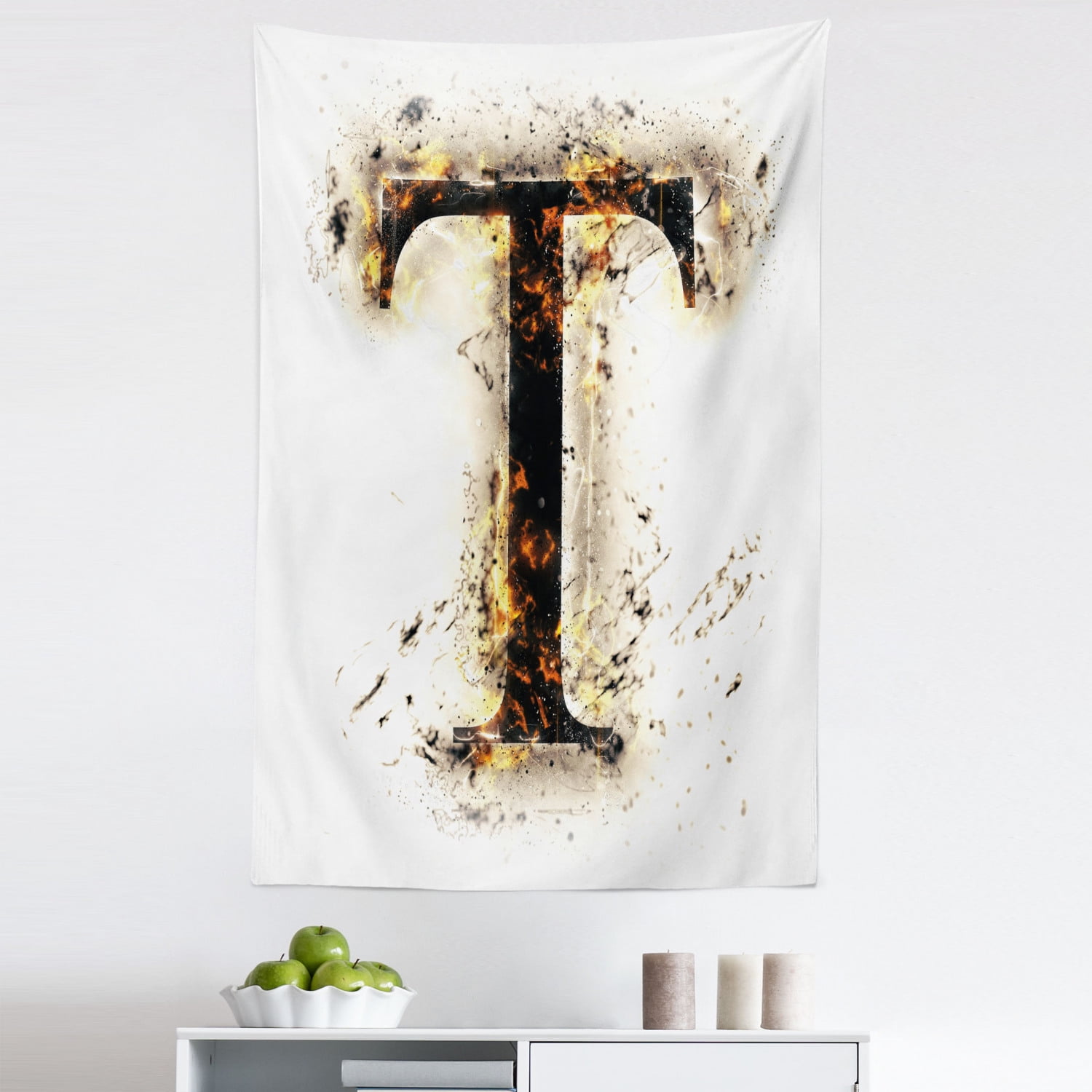 Letter T Tapestry, Scorching Letter T of Alphabet Design Worn out ...