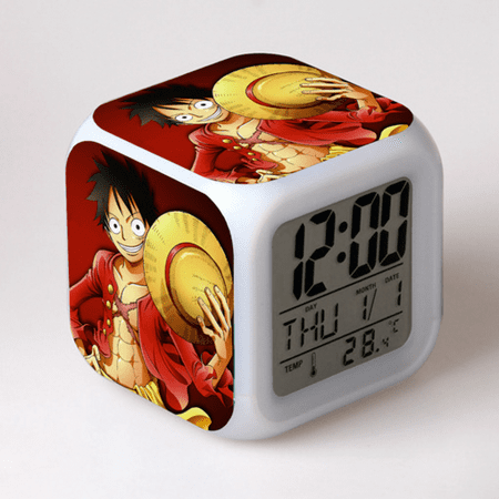 Anime One Piece Alarm Clock, Cartoon Colorful Color Changing Square ...