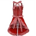 Adjustable Plaid Bow Apron with Lace Trim - Perfect for Cooking, Baking ...