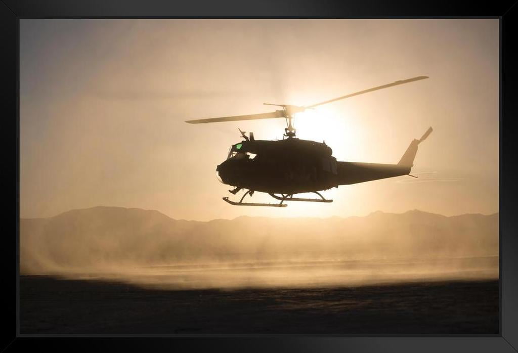 Bell UH1 Iroquois Huey Military Helicopter Poster Flying Sunset Photo ...