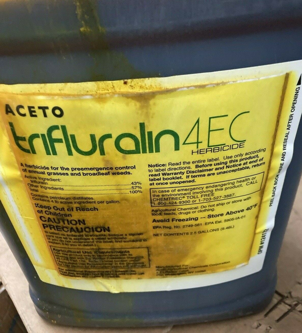 (2/CASE) ACETO Trifluralin 4EC Herbicide - 2.5 Gallons (Triflurex HFP ...