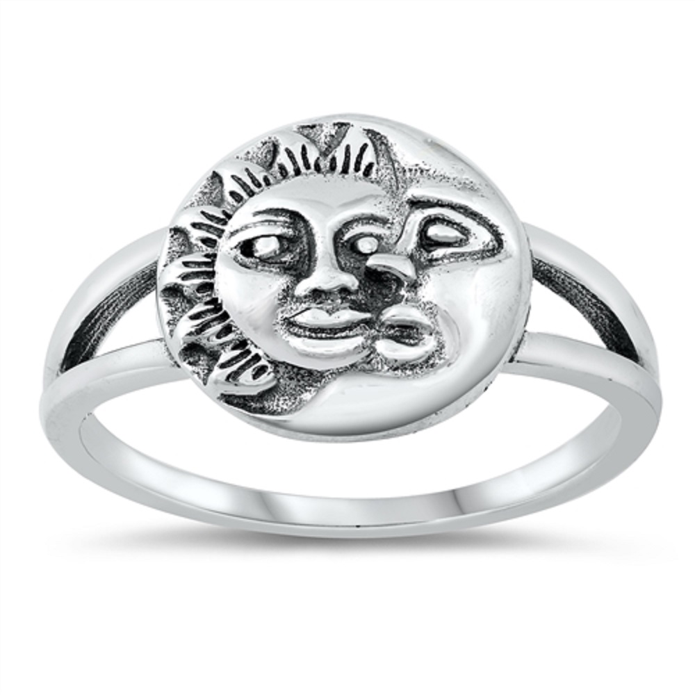 Sterling Silver Moon And Sun Split Shank Ring Size 8 - Walmart.com