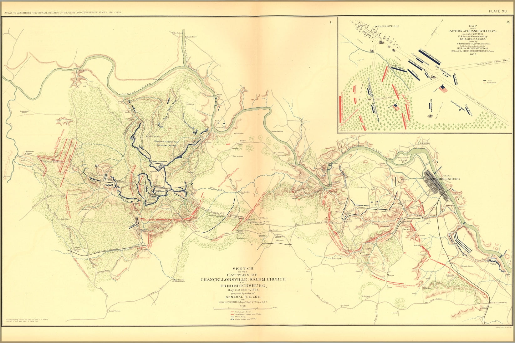 24"x36" Gallery Poster, civil war battle map of Chancellorsville, Salem ...