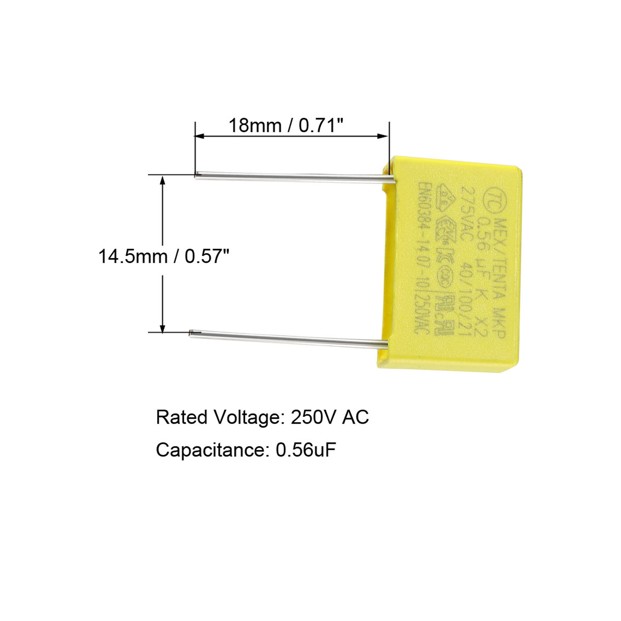 Capacitors Polypropylene Film 0.56uF 275VAC X2 MKP 5 Pcs | Walmart Canada