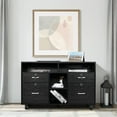 VINGLI Rolling 4-Drawer File Cabinet with Lock and Shelves, Wood ...
