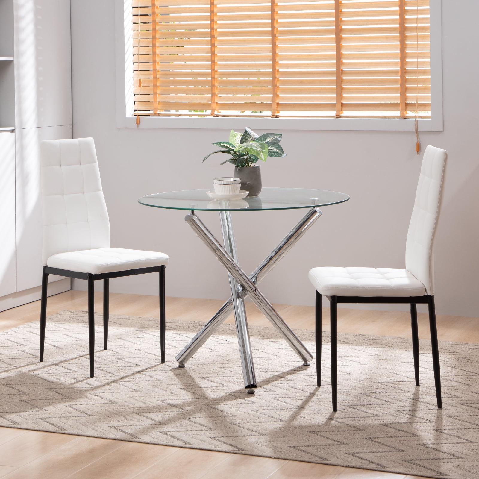 Omni House 3 Piece Round Dining Table Set, Modern Dining Room Table Set ...