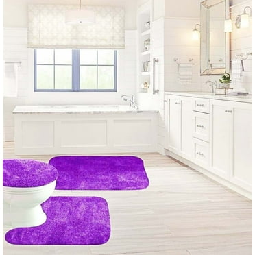 Bathroom Rugs Set 3 Piece - purple Dinosaur, Non-Slip Bath Mats, Toilet ...