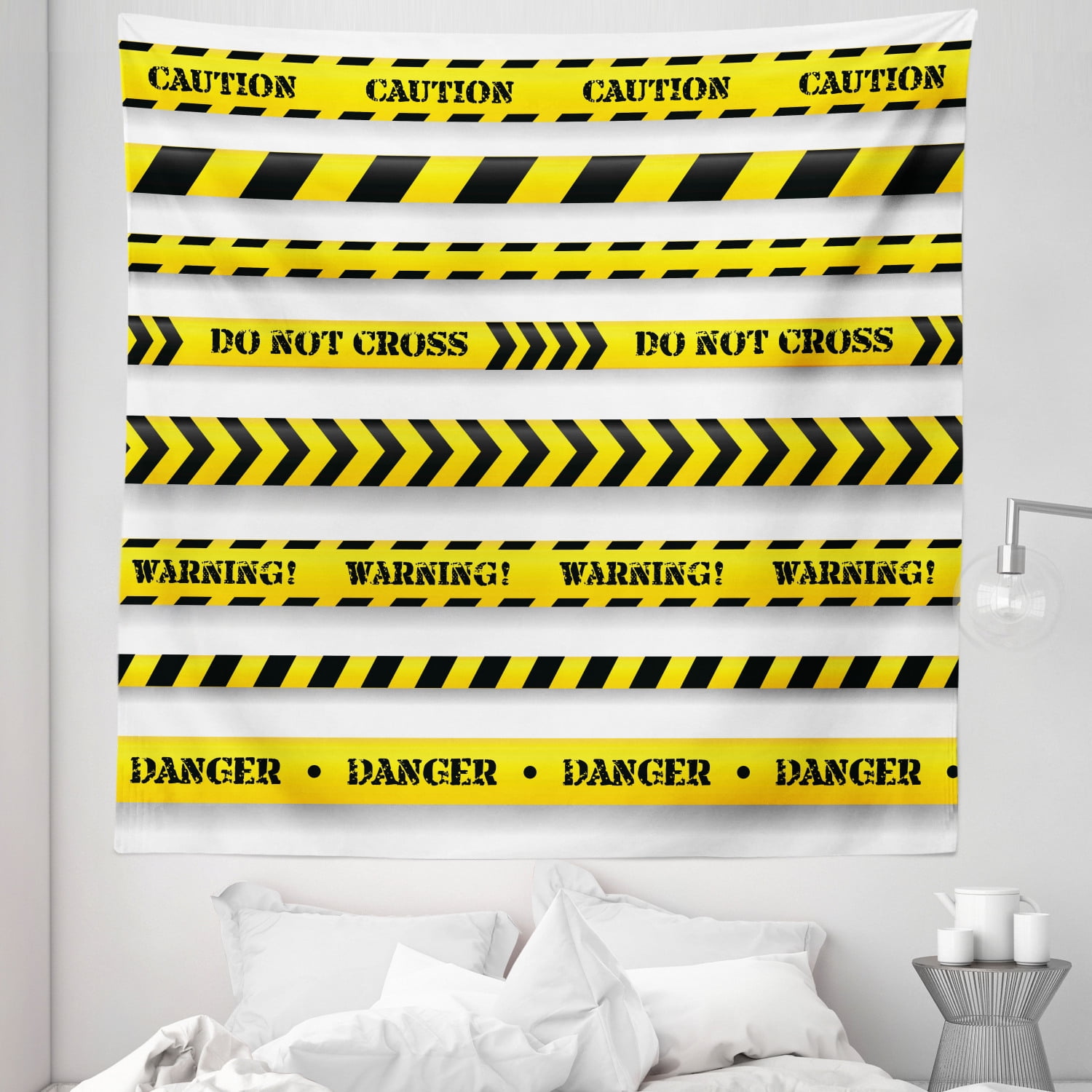 Yellow Tapestry, Cautionary Tapes Arrangement Danger Warning Expressing ...