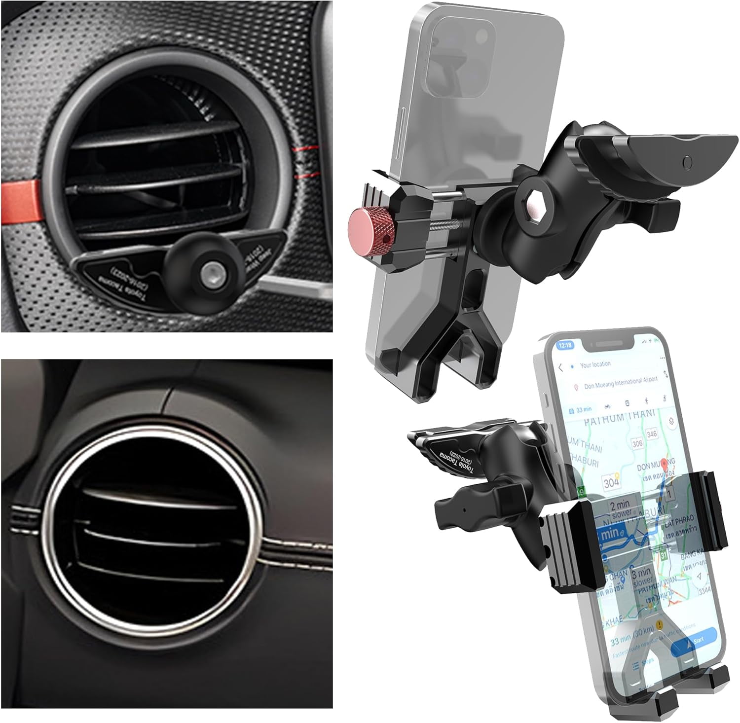 Aluminum Phone Mount for Jeep Wrangler JL Gladiator JT 2018 2023 Sahara Vent Cell Phone Holder with 360 Rotation Ball Head Adapter Compatible with iPhone Android Smartphone Walmart