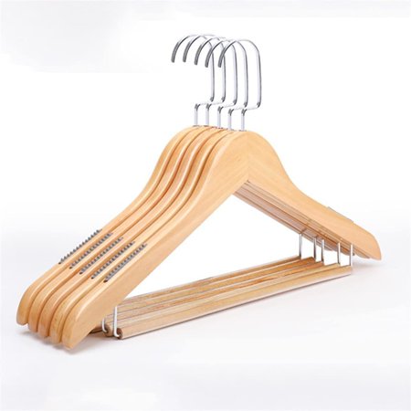 Solid Wooden Coat Hanger Metal Hook Rack Hangers for Clothes Pants ...
