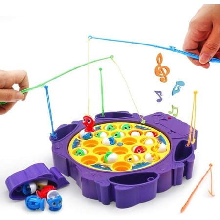 Electronic Fishing Game Toy with Rods Pole Rotating Board Musical Fish ...