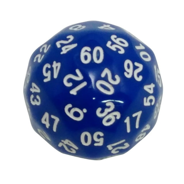 60 Sided Polyhedral Dice (D60)- 36mm - Solid Blue Color- (1 each ...