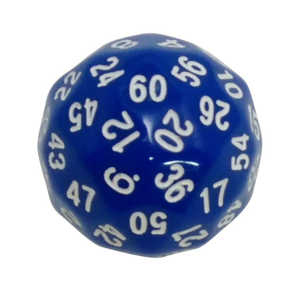 60 Sided Polyhedral Dice (D60)- 36mm - Solid Blue Color- (1 each ...