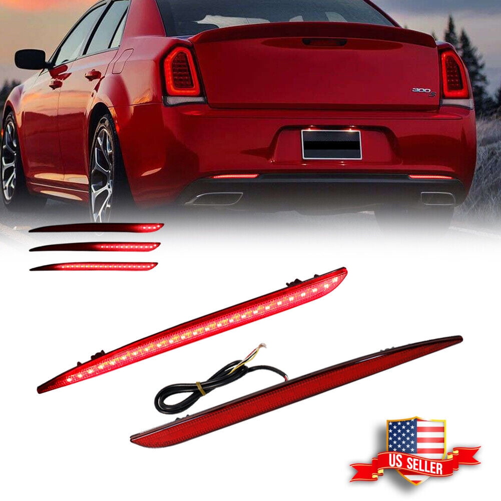 GTINTHEBOX 2x Red Rear Bumper Reflector LED Tail Brake Signal Lights ...