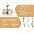 4 Lights Ceiling Fan Lights 20" Crystal 3 Gear Wind Timing Fan ...
