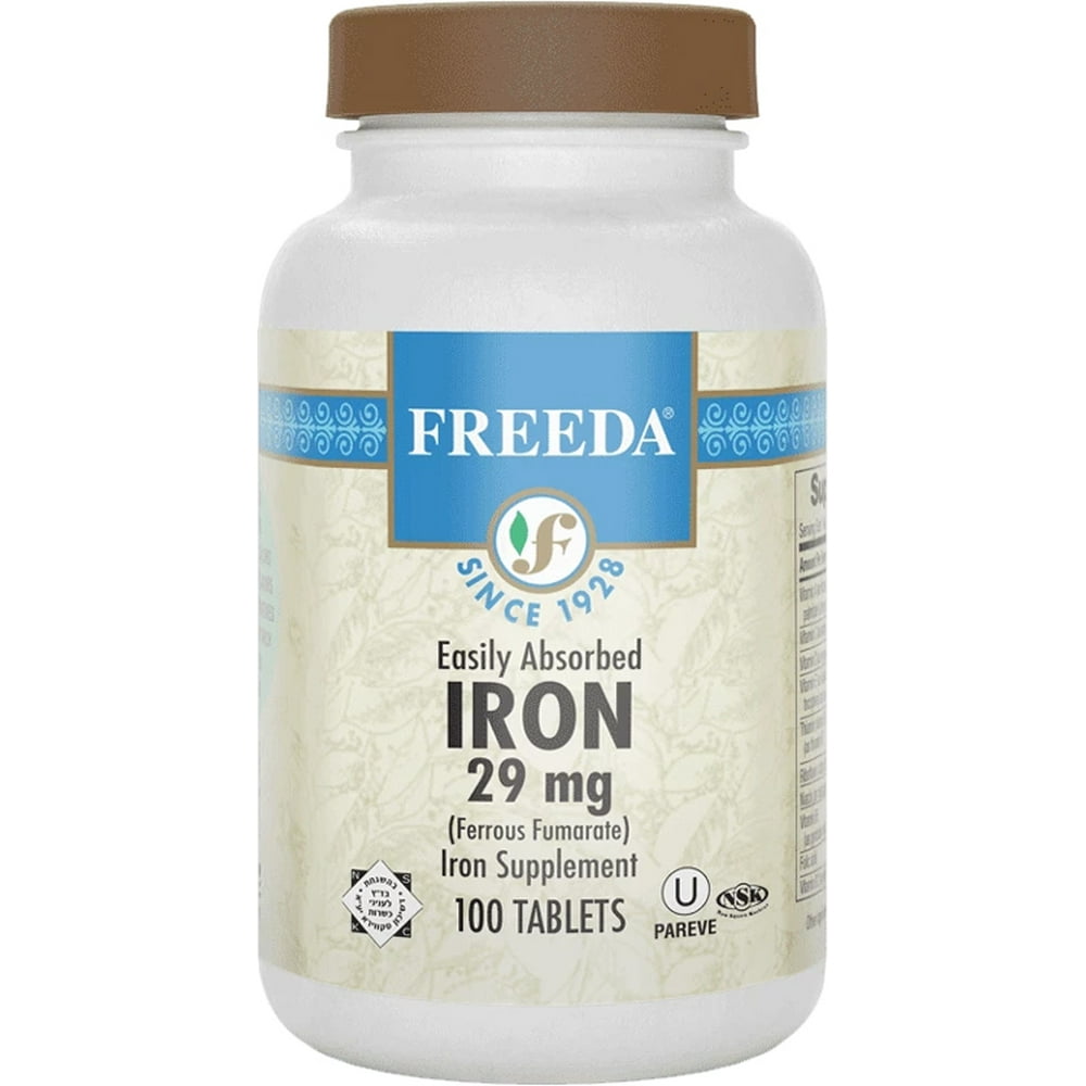 Freeda Kosher Iron 29 mg (Ferrous Fumarate ) Easily Absorbed - 100 ...