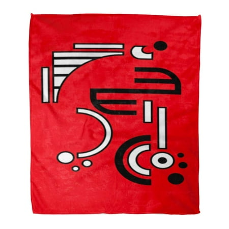 JSDART Couverture en Flanelle Rouge Badge Abstrait Équilibre Bordure ...