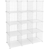 12 Cube Metal Wire Cube Storage DIY Closet Cabinet Shelf Organizer ...