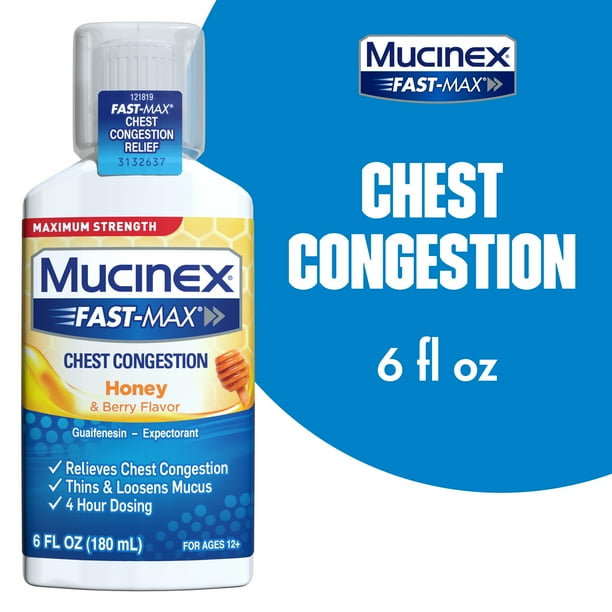 Maximum Strength Mucinex Fast-Max Chest Congestion Honey & Berry Flavor ...
