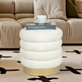 Adeco Round Ottoman Teddy Fleece Vanity Stool Chair with Metal Base ...