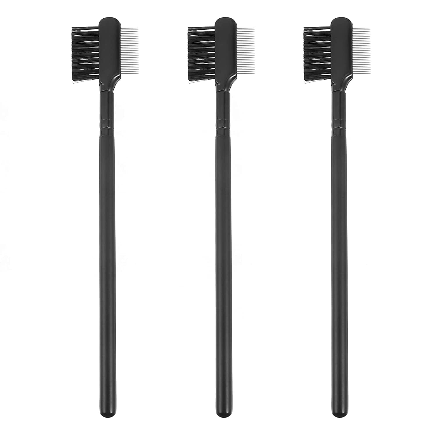 Eyebrow Brush with Metal Teeth Eyelash Comb, 3pcs Dual- Comb Extension ...