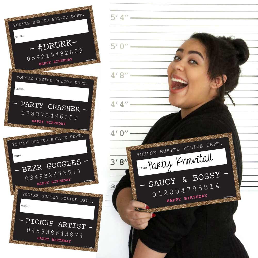 Chic Birthday Party Mug Shots - Photo Booth Props Party Mug Shots - 20 ...