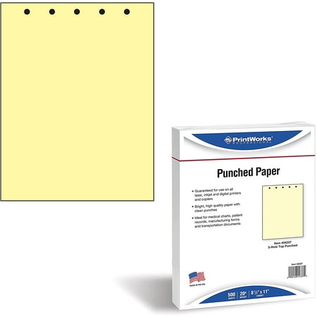 PrintWorks Professional Pre Punched Paper, 5 Hole Punch Top For Top ...