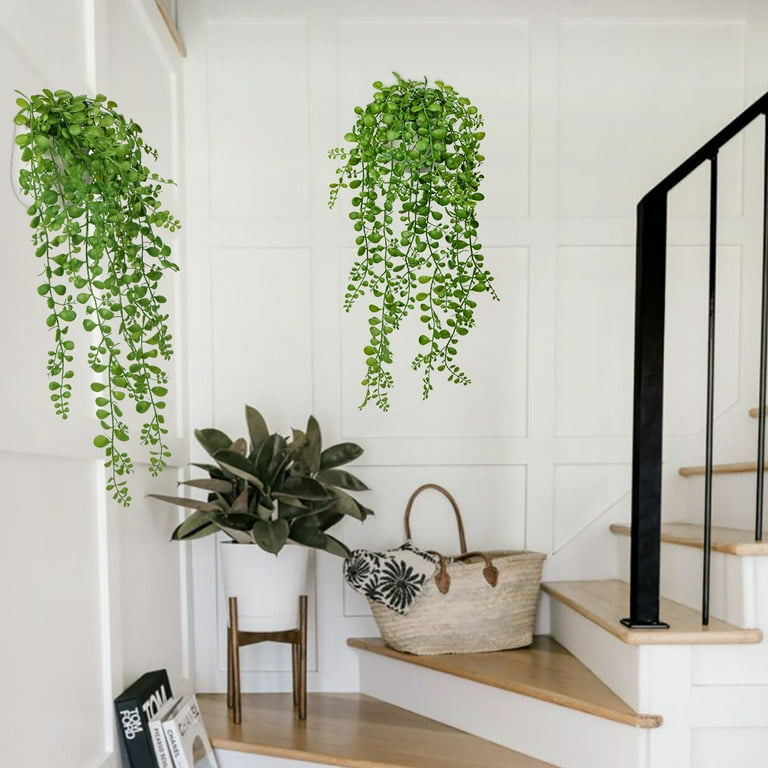 Large Artificial Hanging Plants 21 inch Fake Greenery Succulent Potted Plant Ceramic Planter for Home Wall Indoor Outdoor Decor Walmart