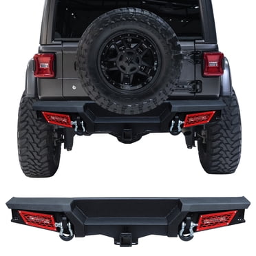 Vijay Texture Rear Bumper with Spotlights Fits 2018-2024 Jeep Wrangler ...