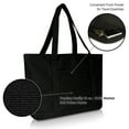 Dalix Large Plain Black Cotton Canvas Tote Bag 23 Deluxe Zippered