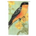 Bird Flower Sheer Curtains 108 Inch Long 1 Panel Yellow Flowers Retro ...